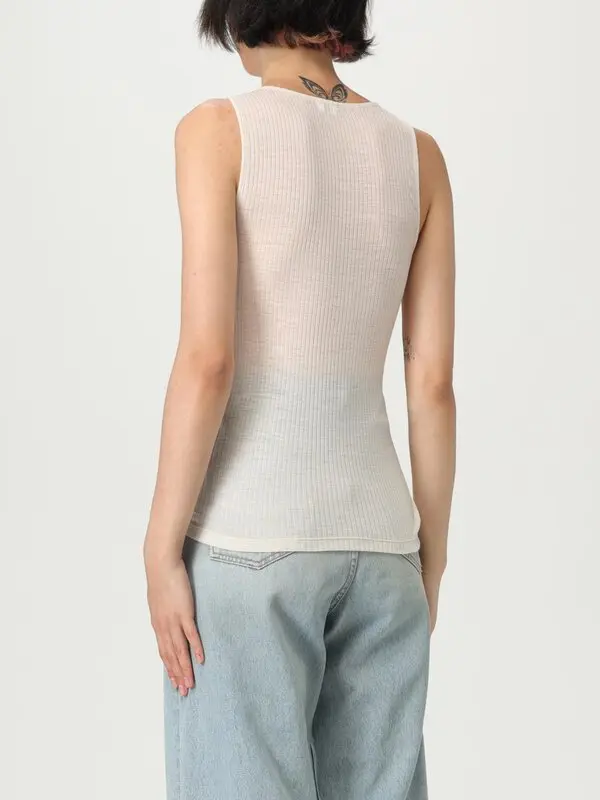 Saint Laurent Ribbed Tank Top With Logo Detail