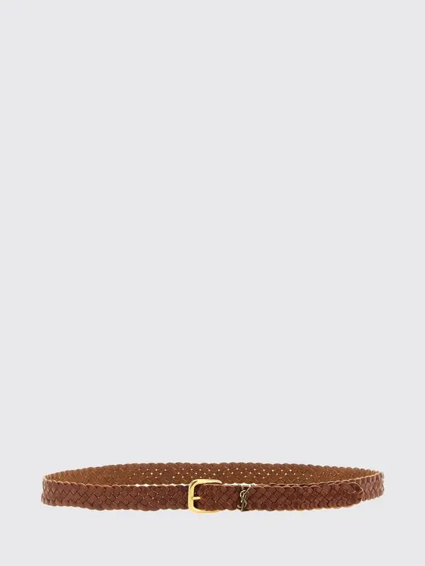 Saint Laurent Woven Leather Belt - Cream