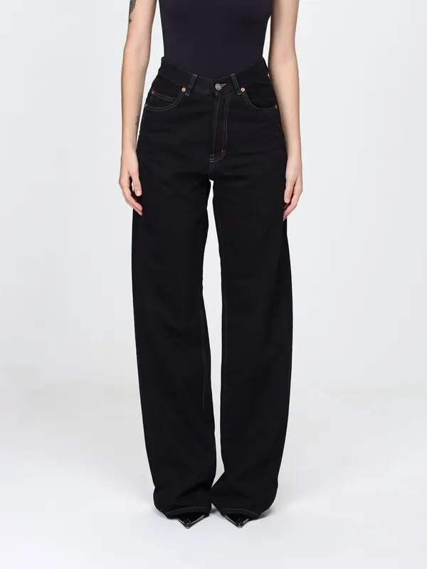Saint Laurent High Rise Wide Leg Jeans - Black