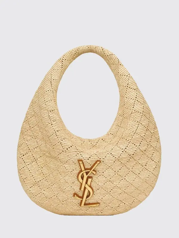 Saint Laurent Raffia Shoulder Bag - Brown