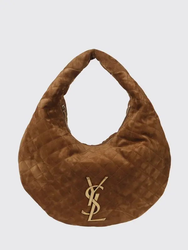 Saint Laurent Quilted Shoulder Bag With Monogram Detail - Brown