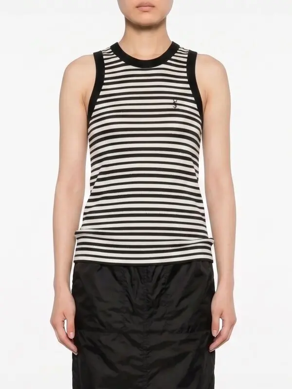 Saint Laurent Striped Sleeveless Top - Black