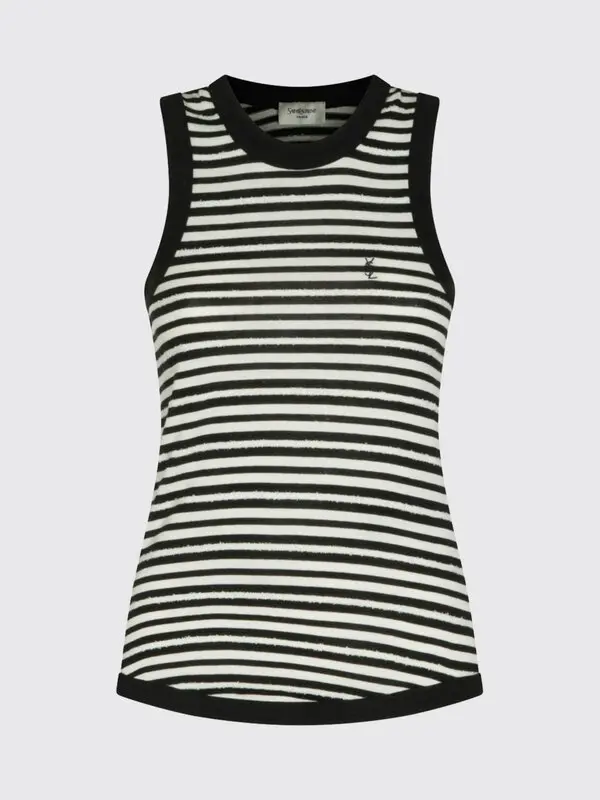 Saint Laurent Striped Sleeveless Top - Black