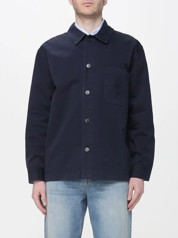 Saint Laurent Navy Textile Shirt Jacket - Blue