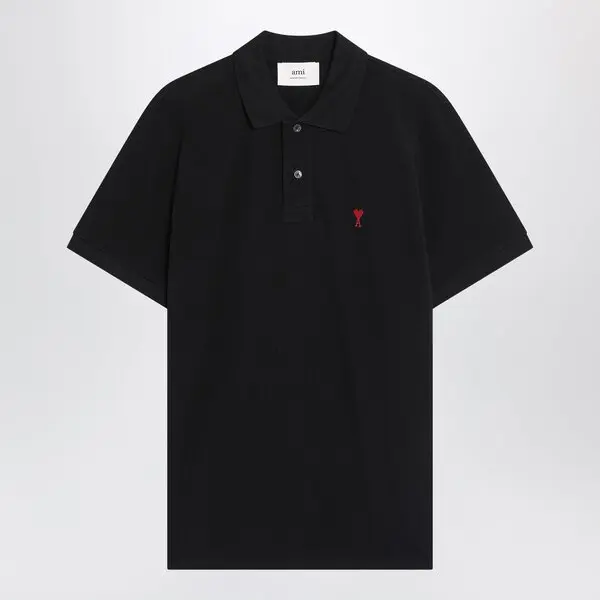 AMI Paris De Coeur Polo Shirt - Black