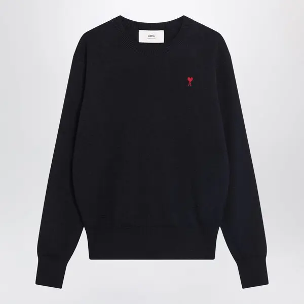 AMI Paris Crewneck Sweater With De Coeur Embroidery - Blue