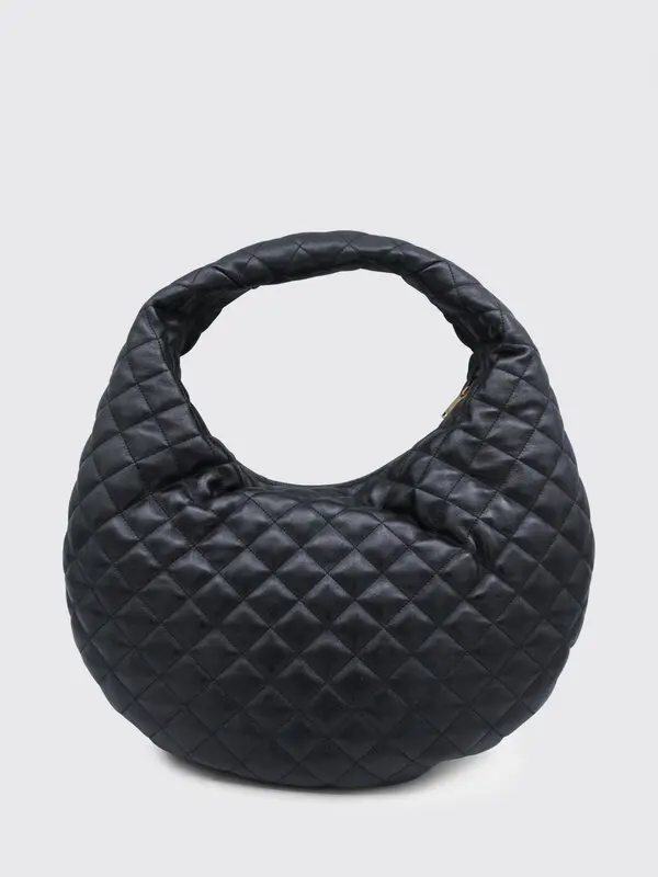 Saint Laurent Quilted Lambskin Shoulder Bag With Monogram Detail - Black