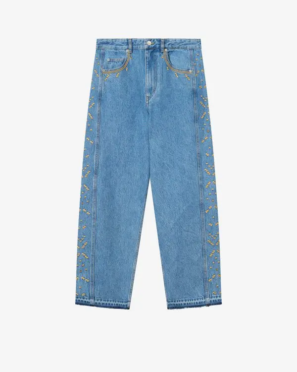 Isabel Marant Étoile Jorian Embroidered Barrel Fit Jeans - Light Blue