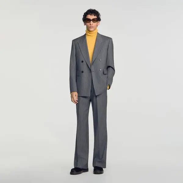Sandro Striped Virgin Wool Jacket