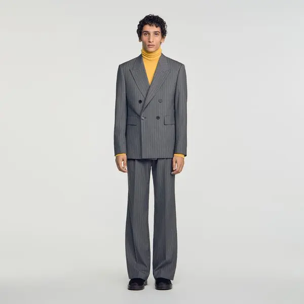 Sandro Striped Virgin Wool Jacket