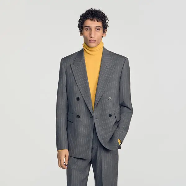Sandro Striped Virgin Wool Jacket