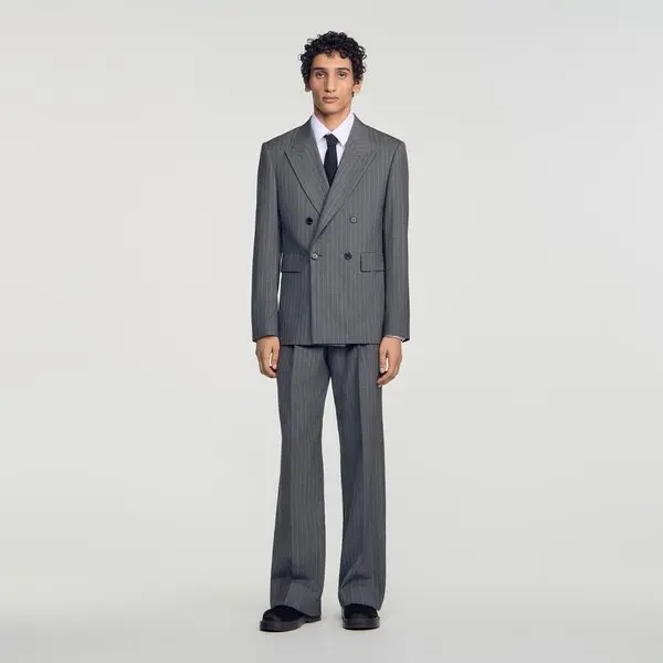 Sandro Striped Virgin Wool Jacket