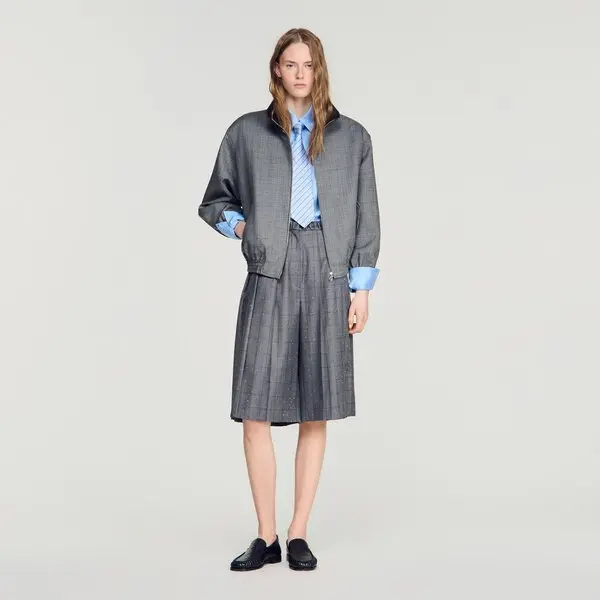 Sandro Check Wool Shorts