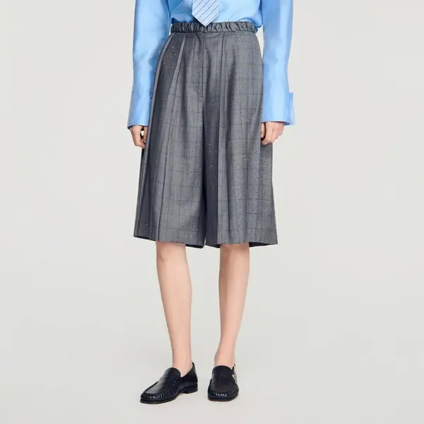 Sandro Check Wool Shorts