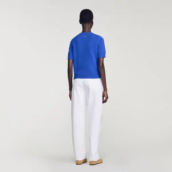 Sandro Short-sleeved Wool Sweater - Blue