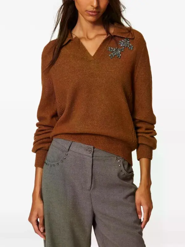 TWINSET Embellished Polo-collar Jumper