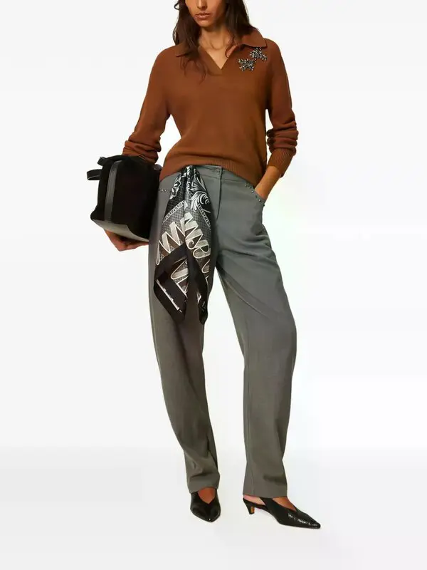 TWINSET Embellished Polo-collar Jumper