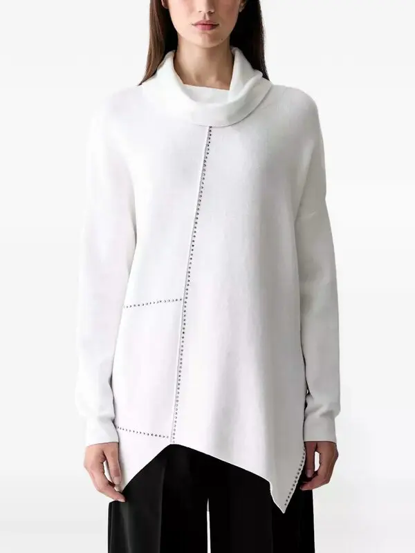 Joseph Ribkoff Cowl Neck Studded Asymmetric Sweater