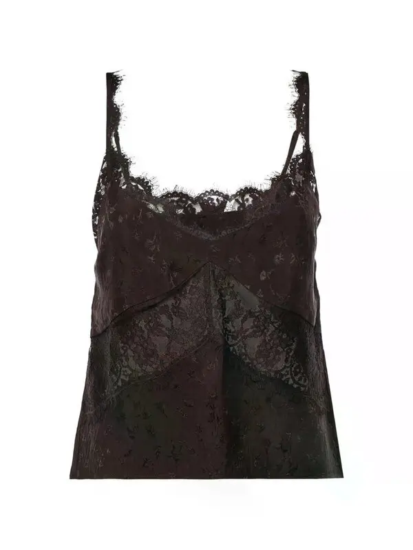 Pinko Lace-trim Jacquard Top - Black