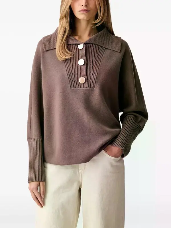 Joseph Ribkoff Button-up Ribbed Collar Sweater