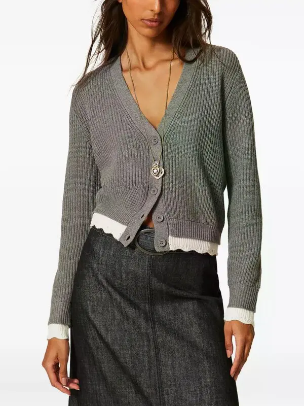 TWINSET Scalloped-edge Ribbed Cardigan