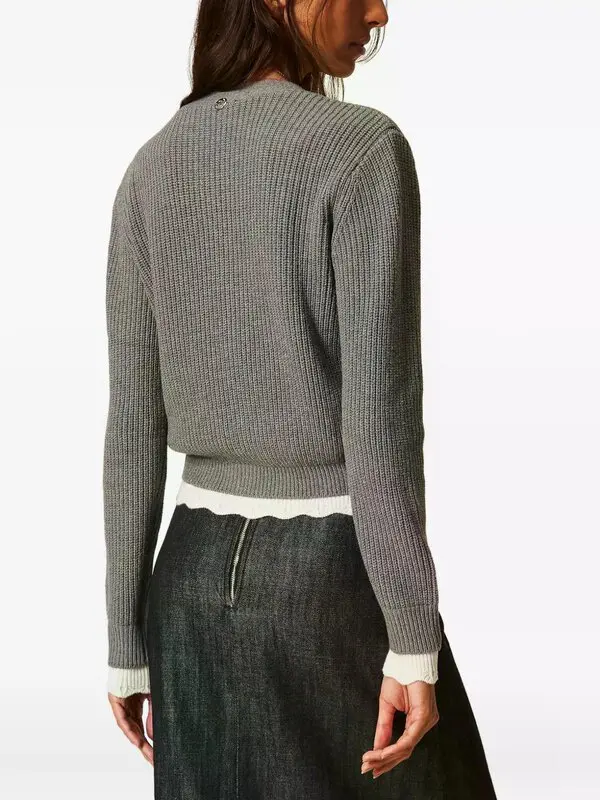 TWINSET Scalloped-edge Ribbed Cardigan