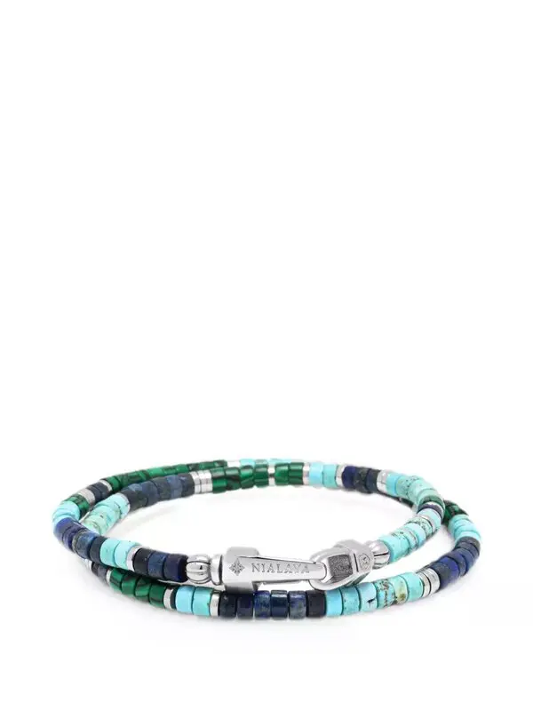 NIALAYA JEWELRY Heishi Double-wrap Bracelet - Blue