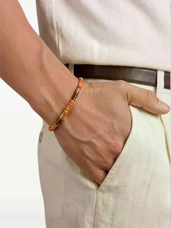 NIALAYA JEWELRY Beaded Logo-engraved Bracelet - Gold