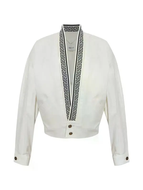 Versace Relaxed-fit Cotton Jacket With Greek Pattern Detail