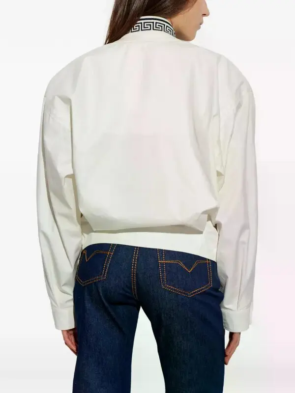 Versace Relaxed-fit Cotton Jacket With Greek Pattern Detail
