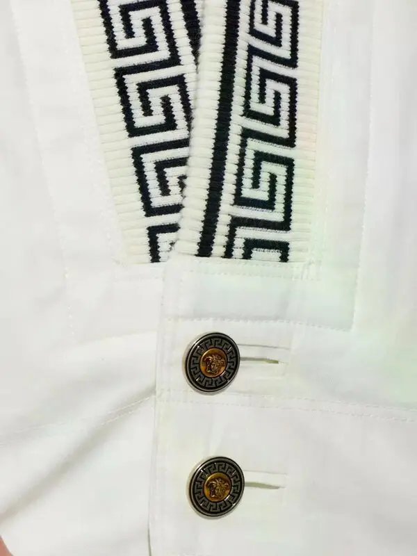 Versace Relaxed-fit Cotton Jacket With Greek Pattern Detail