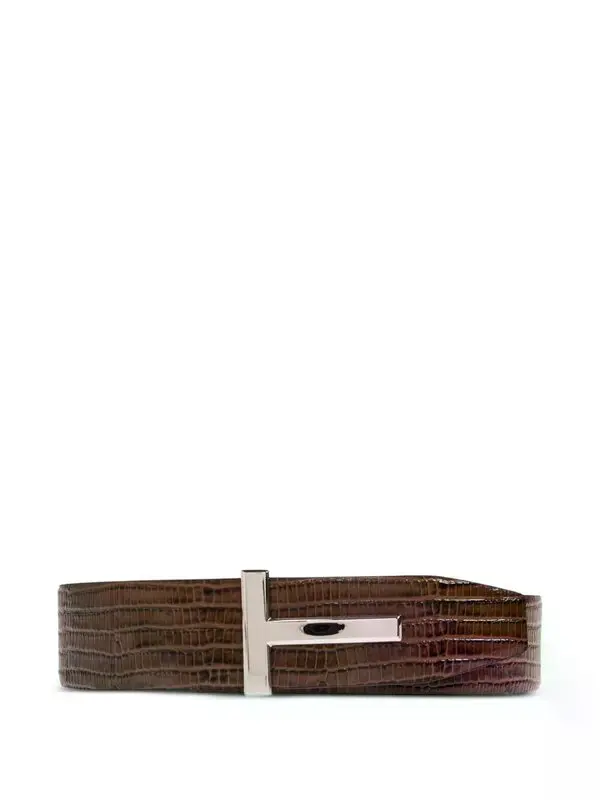 TOM FORD Lizard-effect T-buckle Belt