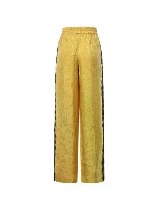 Pinko Lace-trim Floral-jacquard Trousers - Yellow