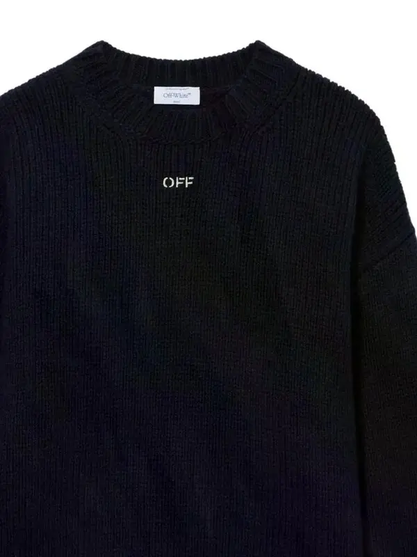 Off-White Arrow Embroidered Ribbed-knit Sweater