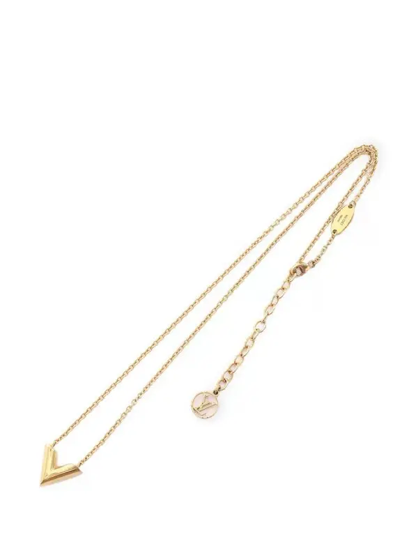LOUIS VUITTON Essential V Pendant Necklace - Gold