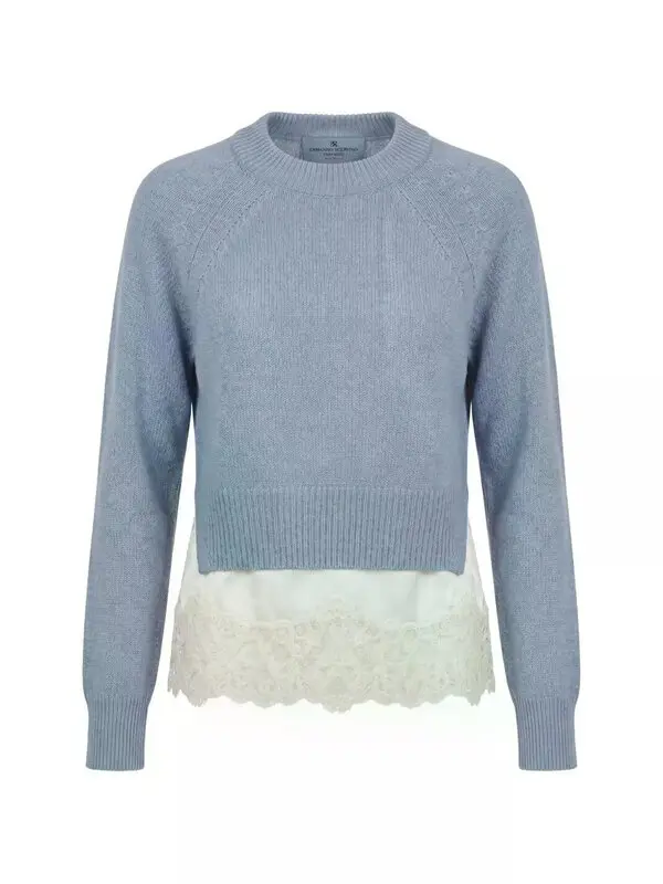 Ermanno Scervino Lace-trim Long-sleeve Sweater