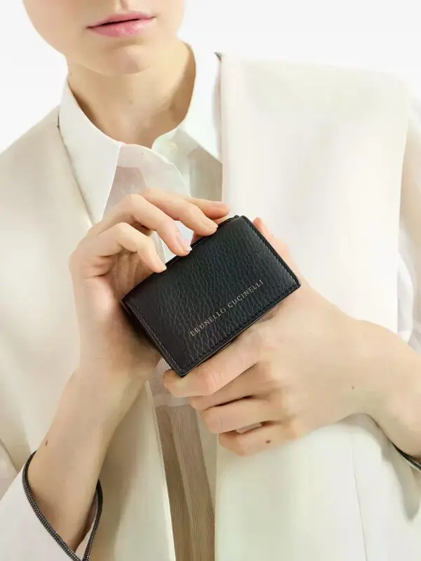 Brunello Cucinelli Grained Calfskin Tri-fold Wallet