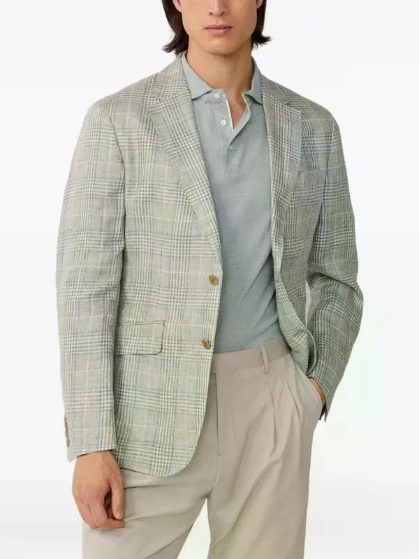 HACKETT LONDON Prince Of Wales-pattern Linen Blazer