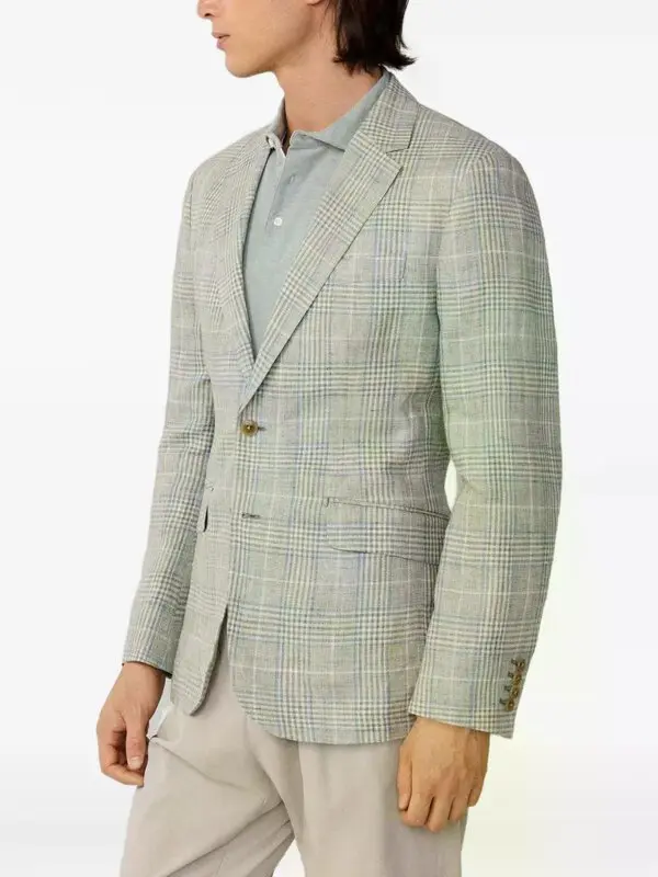 HACKETT LONDON Prince Of Wales-pattern Linen Blazer