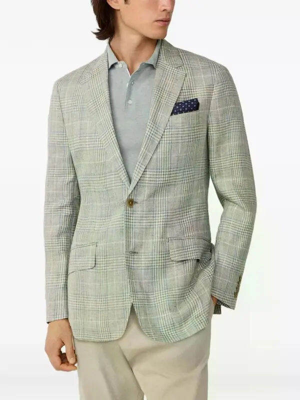 HACKETT LONDON Prince Of Wales-pattern Linen Blazer