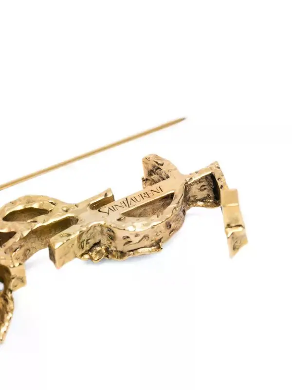 Saint Laurent Cassandre Floral-motif Brooch - Gold