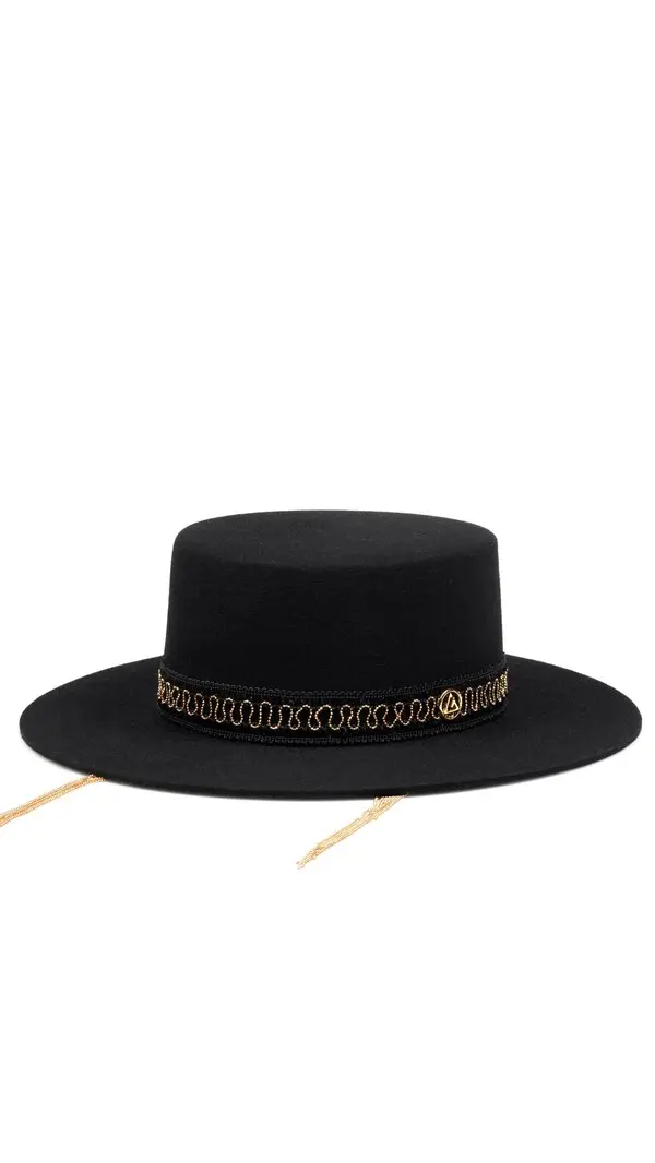 LE TRAP Douro Glam Joana Vaz Boater Hat - Black