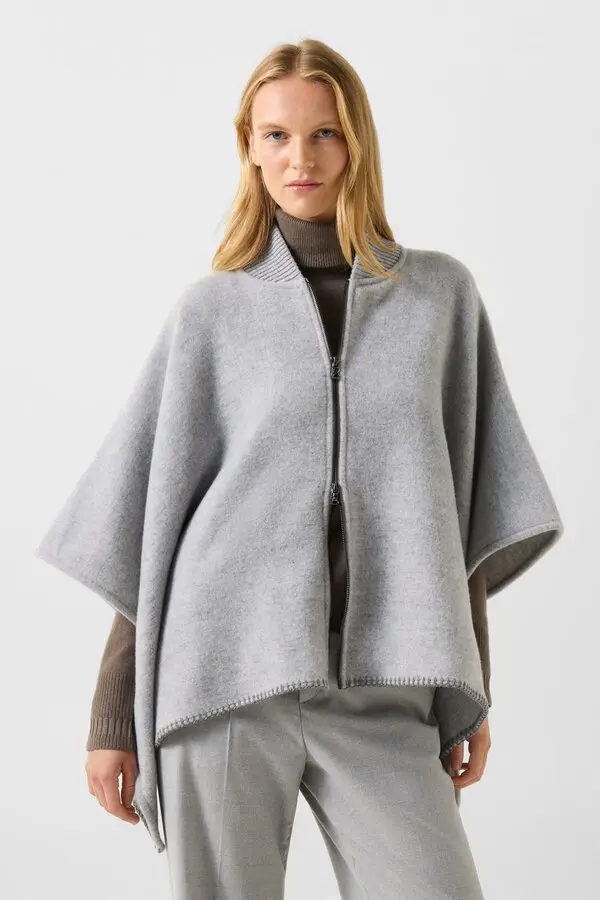 Bogner Nellie Wool Mix Poncho - Light Gray