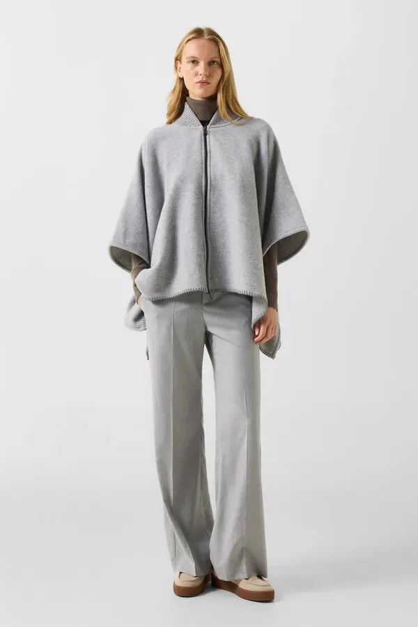 Bogner Nellie Wool Mix Poncho - Light Gray