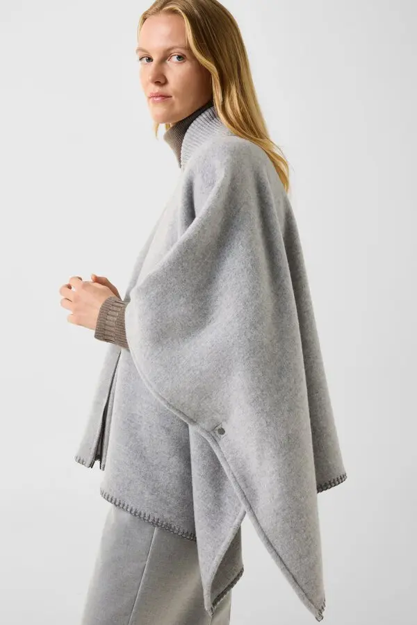 Bogner Nellie Wool Mix Poncho - Light Gray