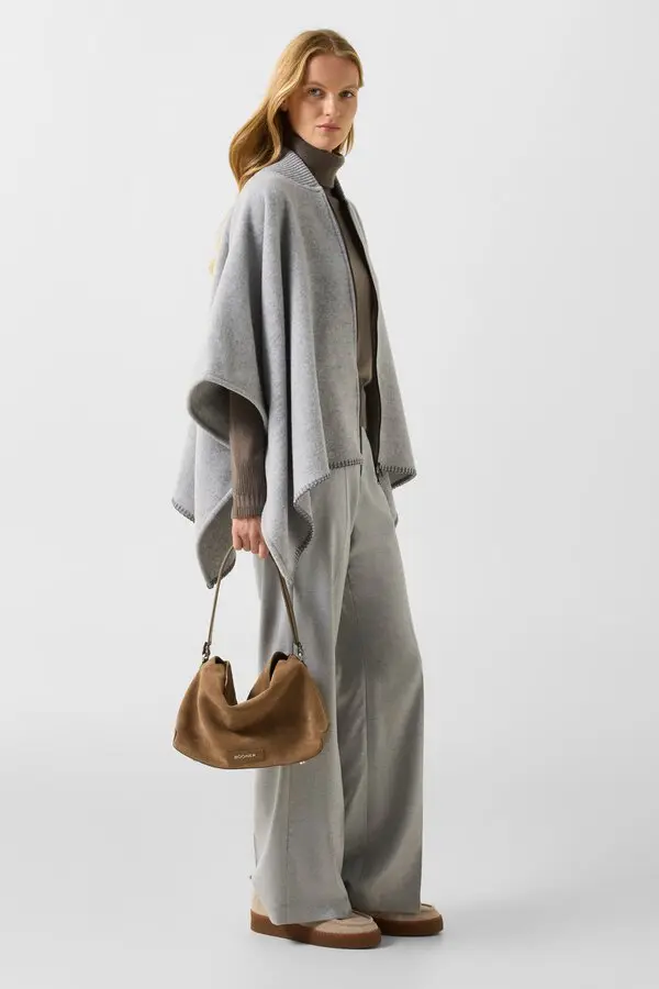 Bogner Nellie Wool Mix Poncho - Light Gray