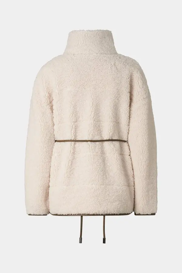 Bogner Kimberly Teddy Jacket With Faux Leather Trim - Cream