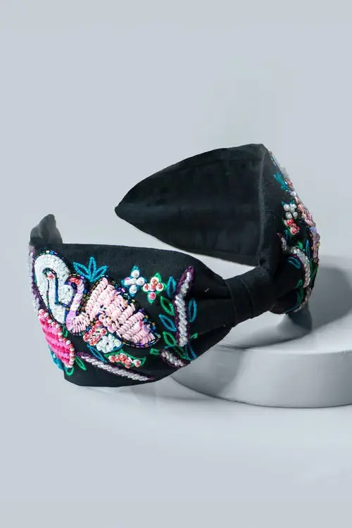 HAIR DRAMA CO Swan Knotted Embellished Headband