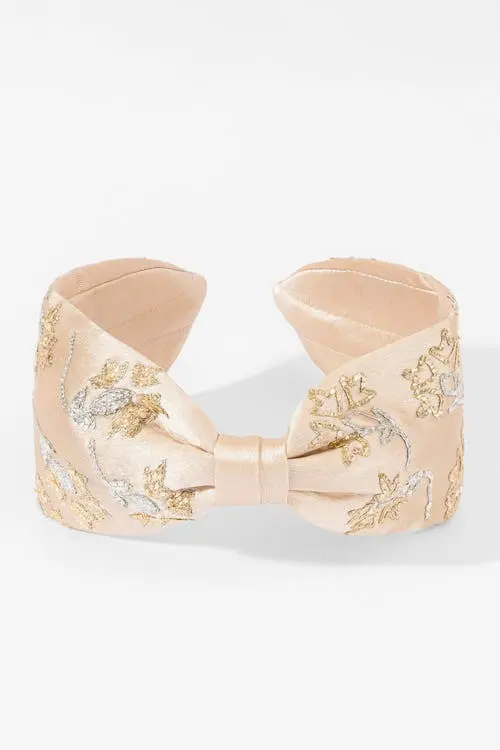 HAIR DRAMA CO Champagne Bloom Embroidered Headband