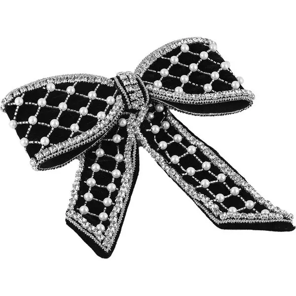 HAIR DRAMA CO. Embellished Velvet Hair Bow Barrette Clip - Black